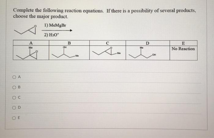 Solved Complete the following reaction equations. If there | Chegg.com