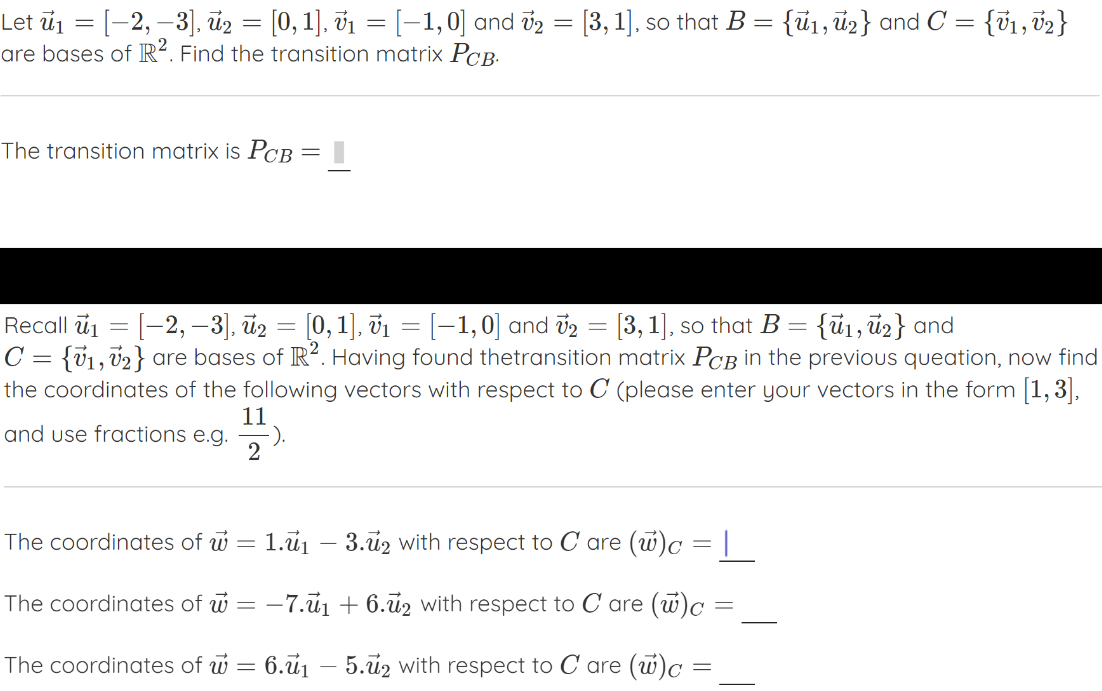 Solved Let vec(u)1=[-2,-3],vec(u)2=[0,1],vec(v)1=[-1,0] ﻿and | Chegg.com