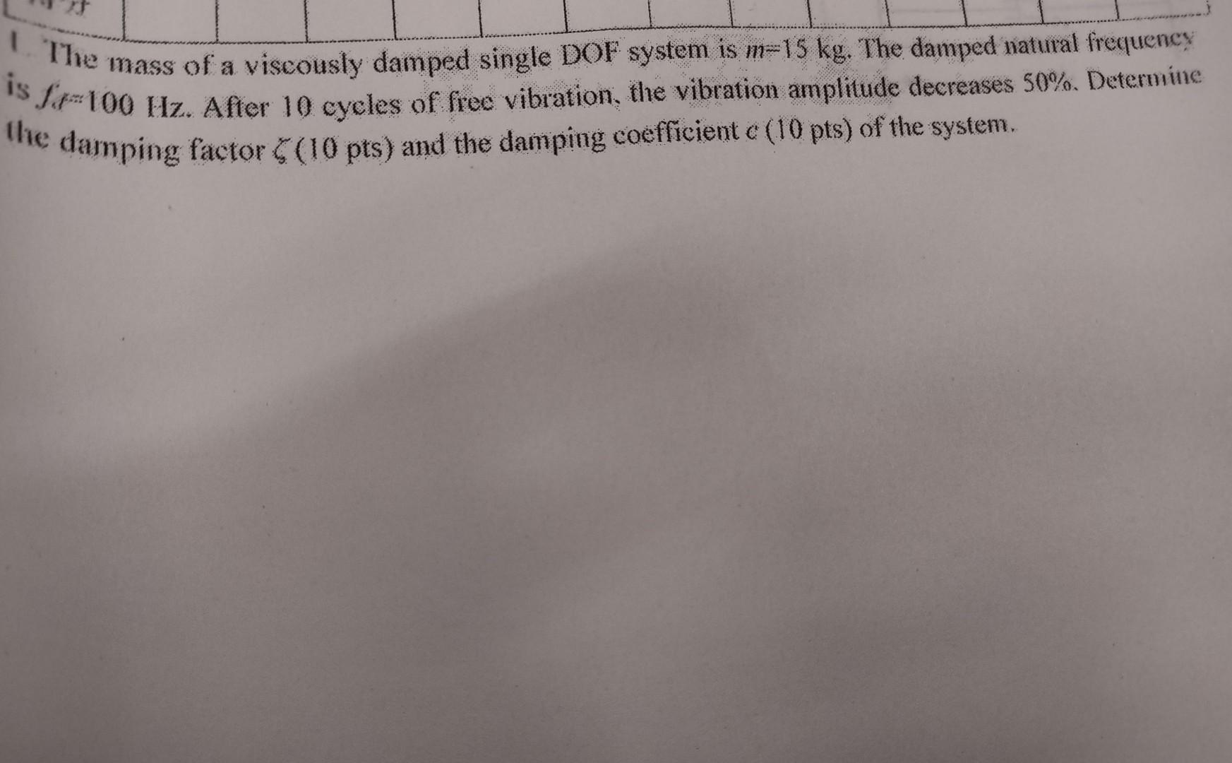 Solved The mass of a viscously damped single DOF system is | Chegg.com