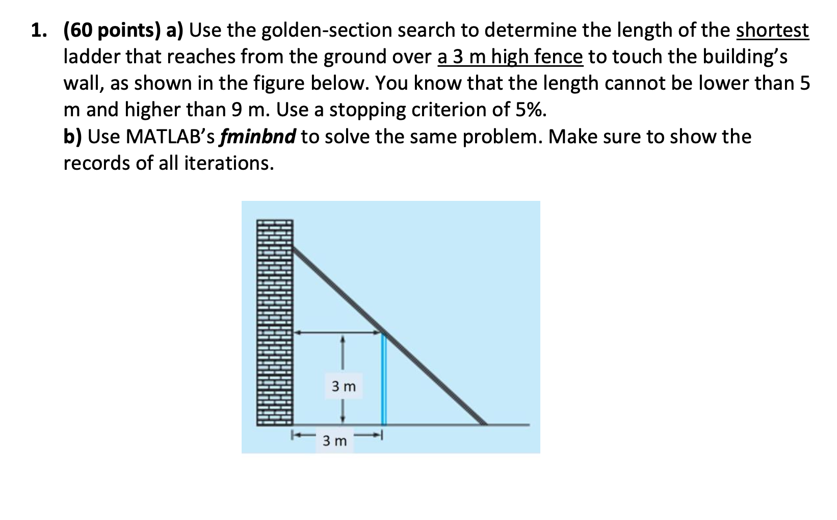 Solved (60 ﻿points) ﻿a) ﻿Use the golden-section search to | Chegg.com
