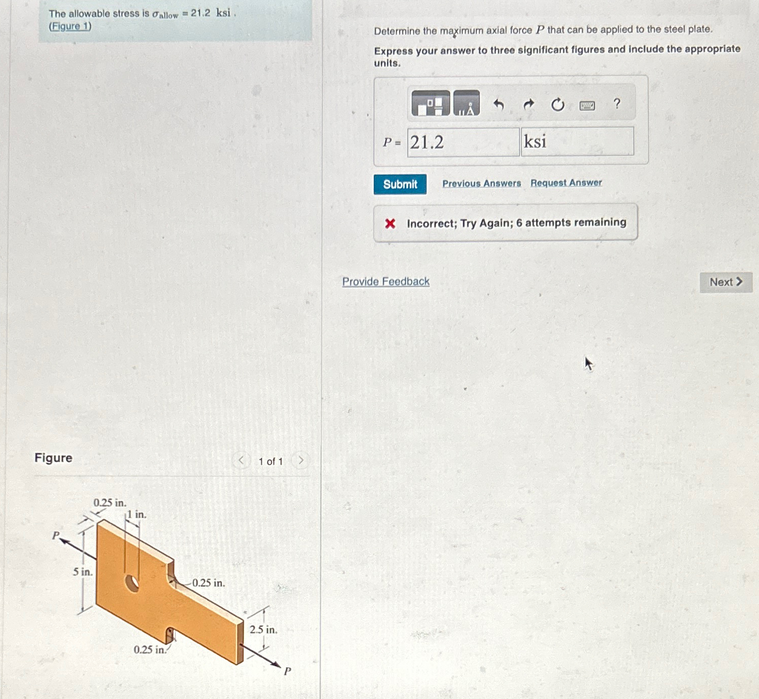 Solved The allowable stress is σnllow =21.2ksi.(Figure | Chegg.com