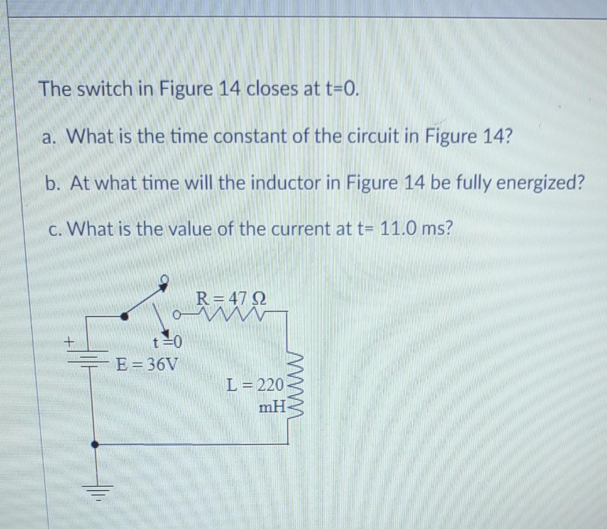 Solved The switch in Figure 14 closes at t=0. a. What is the | Chegg.com