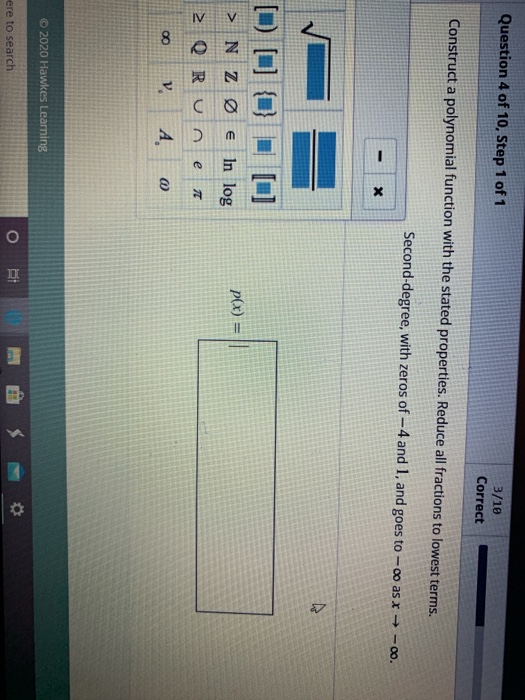Solved Correct Construct a polynomial function with the | Chegg.com