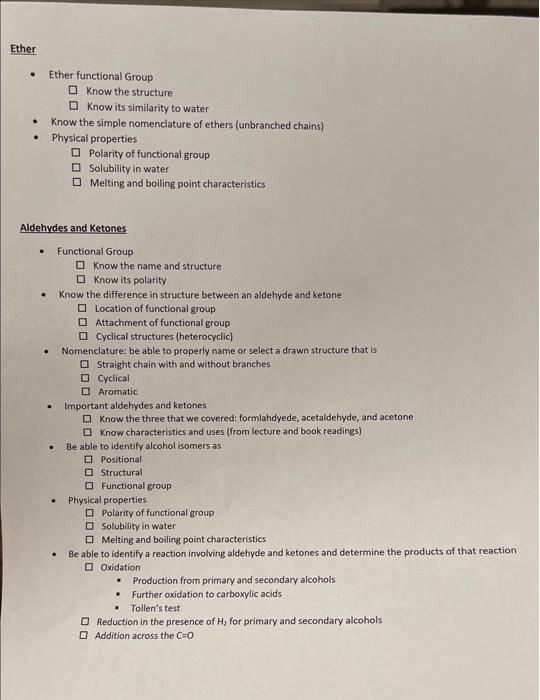 Solved Ether - Ether functional Group Know the structure | Chegg.com