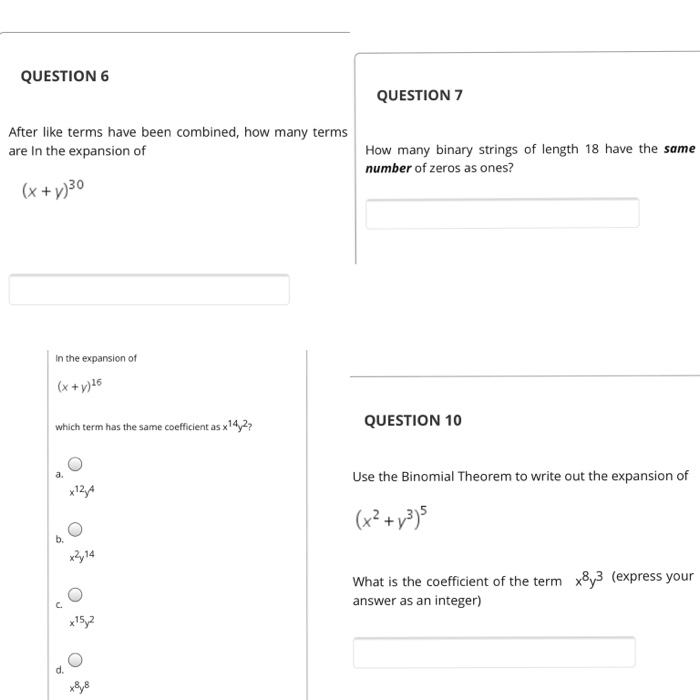Solved QUESTION 6 QUESTION 7 After like terms have been | Chegg.com