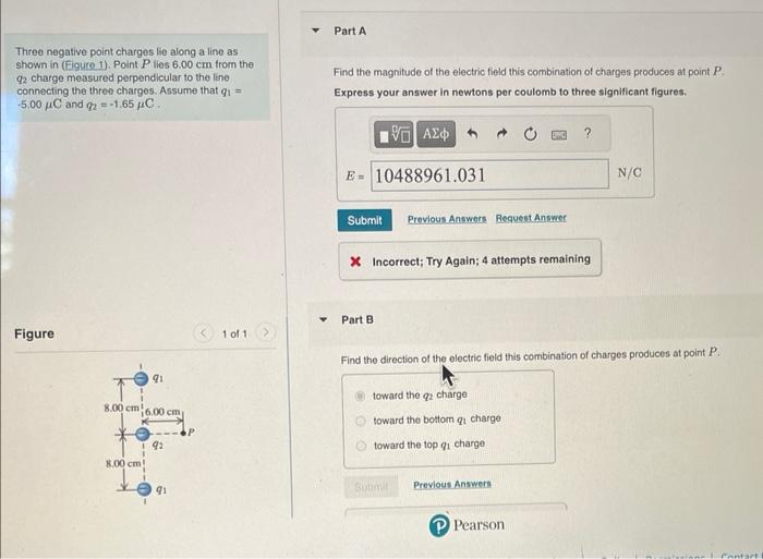 Solved Three negative point charges lie along a line as | Chegg.com