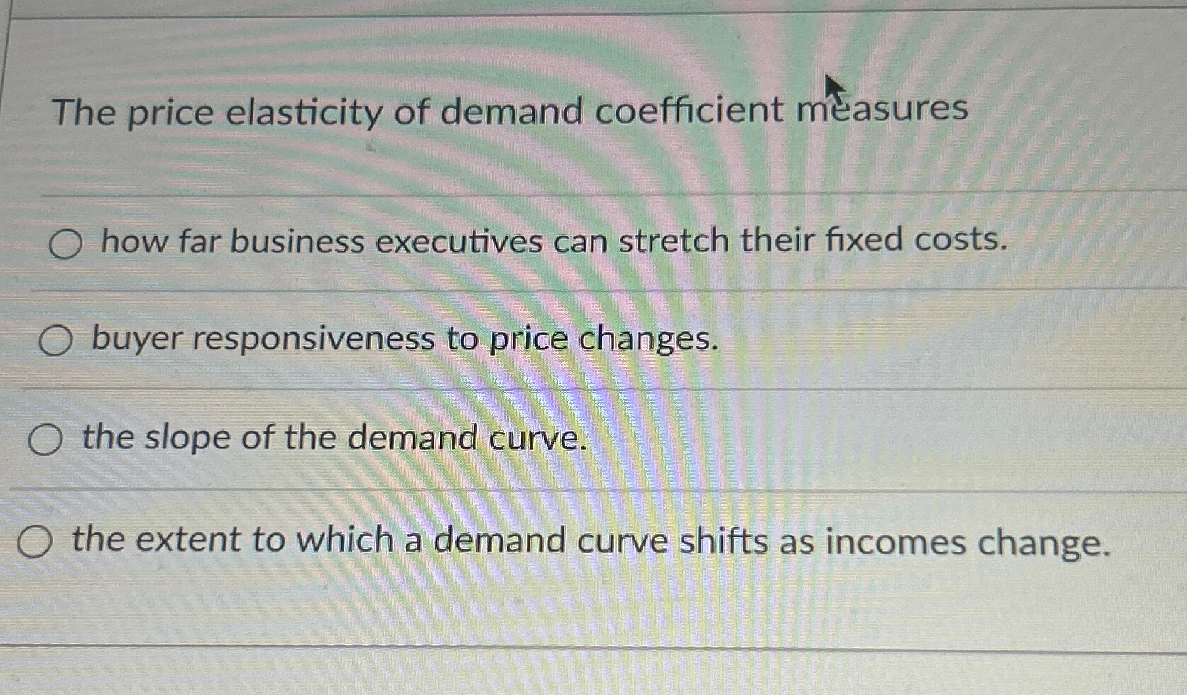 Solved The price elasticity of demand coefficient | Chegg.com
