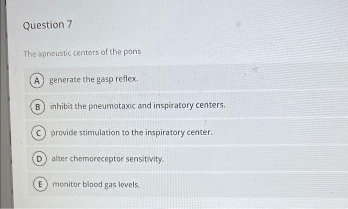 Solved The apneustic centers of the pons generate the gasp | Chegg.com