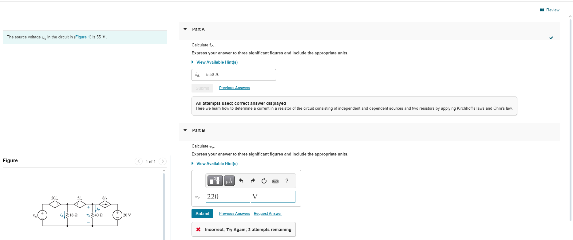 Solved The source voltage vg ﻿in the circuit in (Figure 1) | Chegg.com