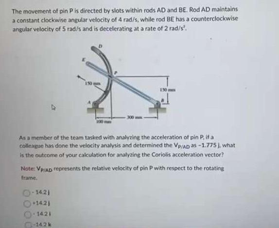 Solved The movement of pin P is directed by slots within | Chegg.com