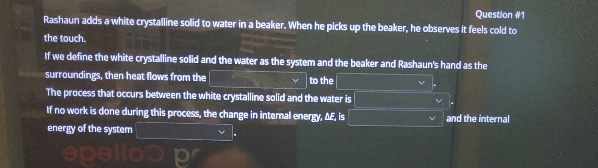 Solved Rashaun adds a white crystalline solid to water in a | Chegg.com