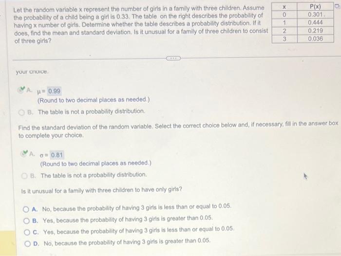 Solved Let the random variable x represent the number of | Chegg.com