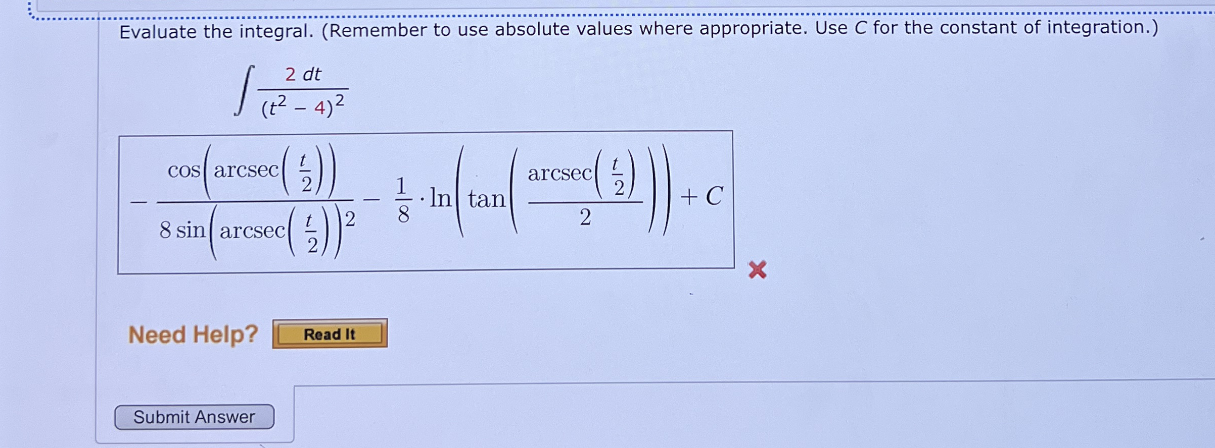 Solved Evaluate the integral. (Remember to use absolute | Chegg.com