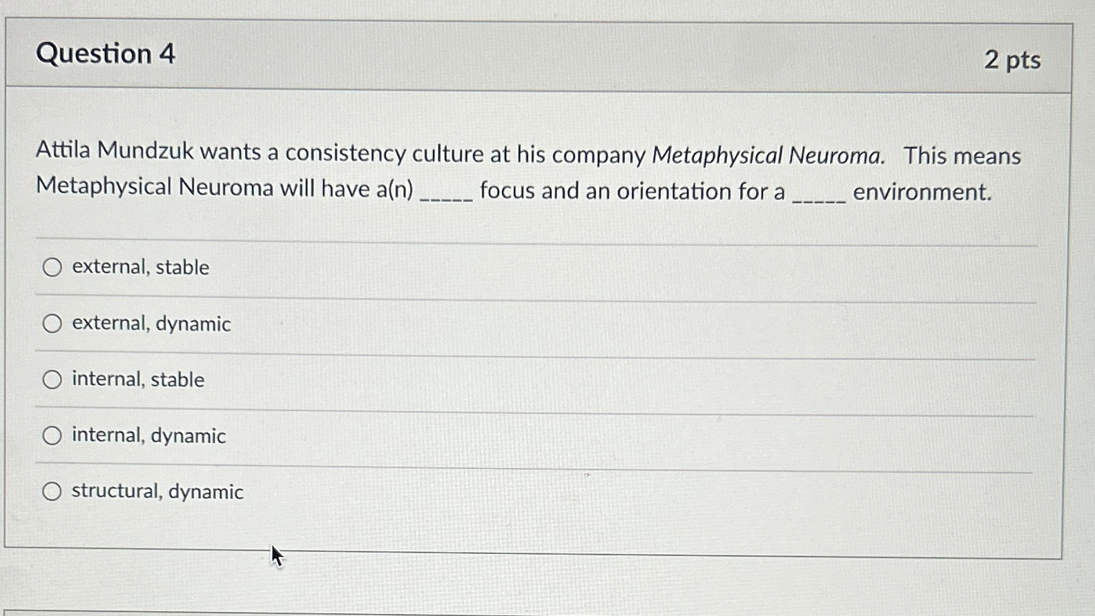 Solved Question 42 ﻿ptsAttila Mundzuk wants a consistency | Chegg.com