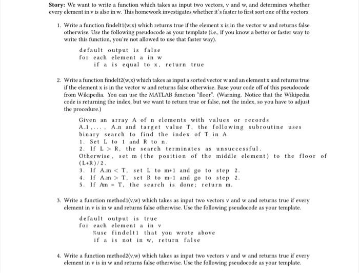 Story: We want to write a function which takes as | Chegg.com