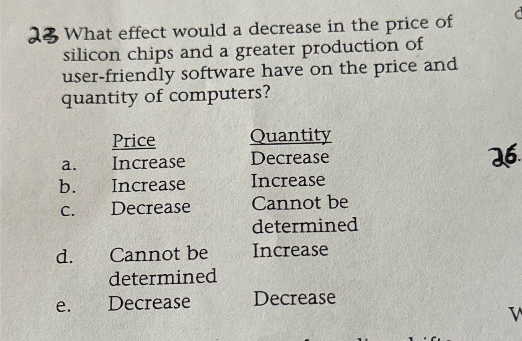 Solved 23 ﻿What effect would a decrease in the price of | Chegg.com