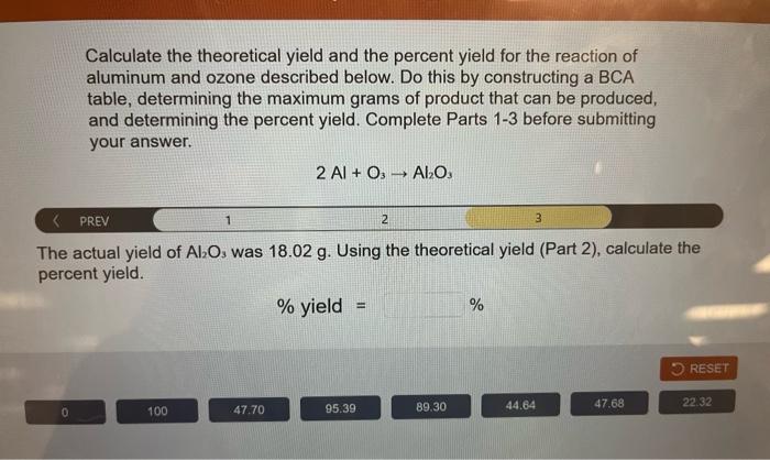 Solved Calculate the theoretical yield and the percent yield | Chegg.com