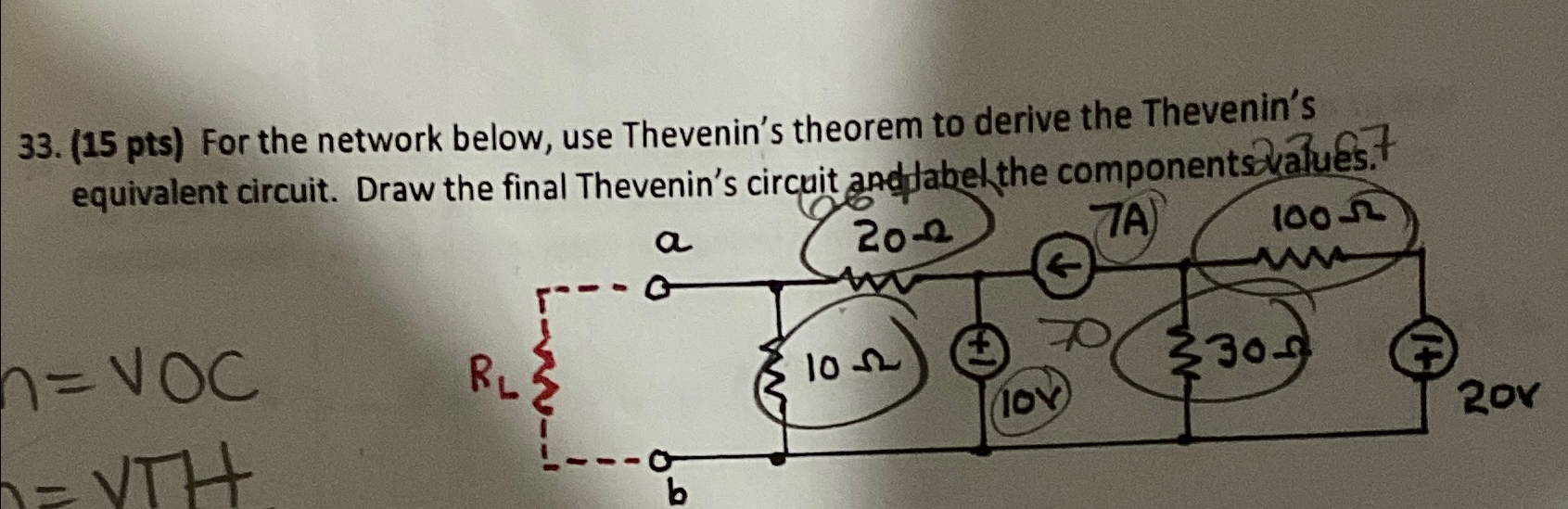 Solved For the network below, use Thevenin's theorem to | Chegg.com