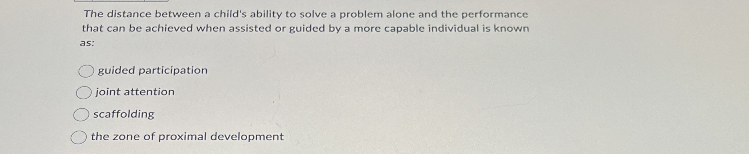 Solved The distance between a child's ability to solve a | Chegg.com