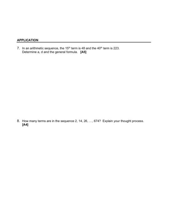 Solved 7. In an arithmetic sequence, the 15th term is 48 | Chegg.com