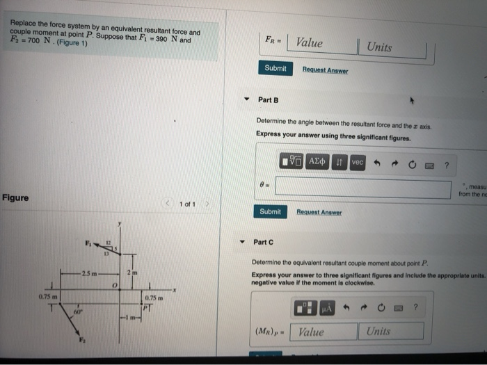 Solved Replace the force system by an equivalent resultant | Chegg.com