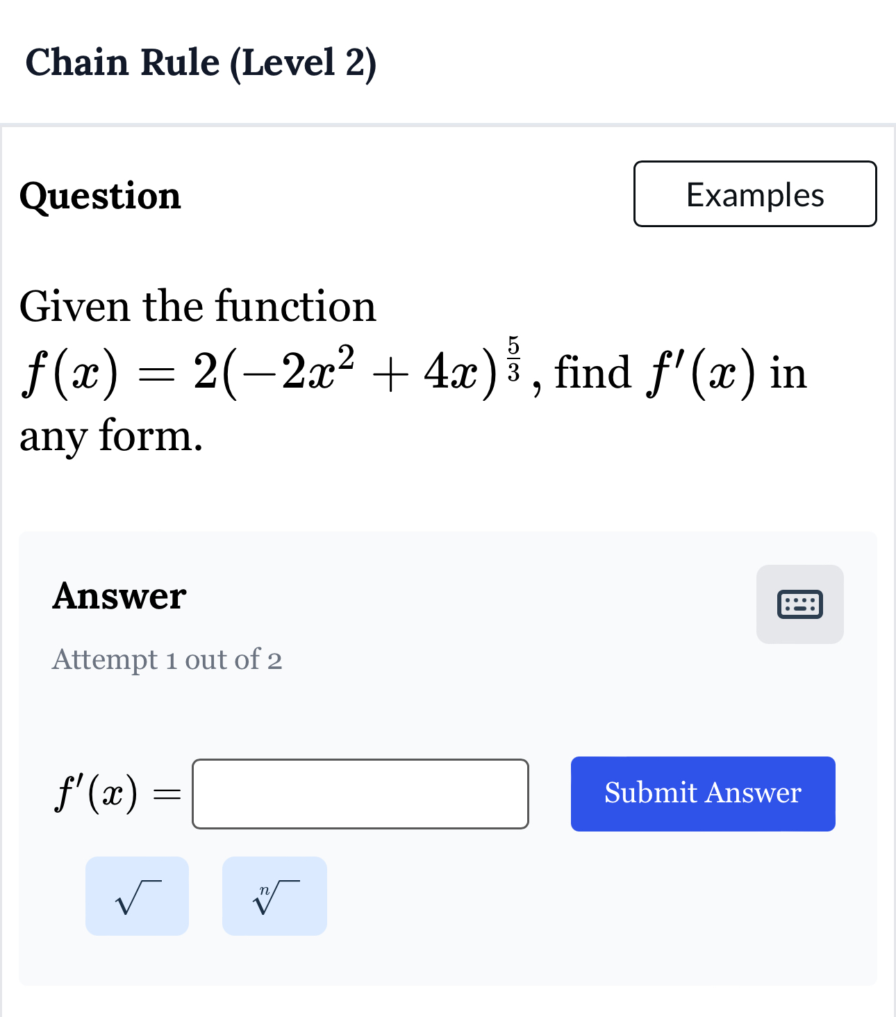 Solved Chain Rule (Level 2)QuestionGiven the function | Chegg.com