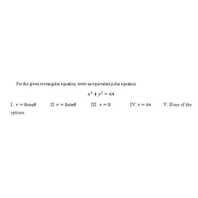 Solved For The Given Rectangular Equation Write An 0976