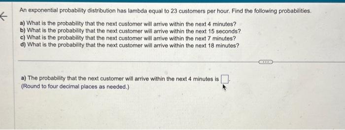 An exponential probability distribution has lambda | Chegg.com