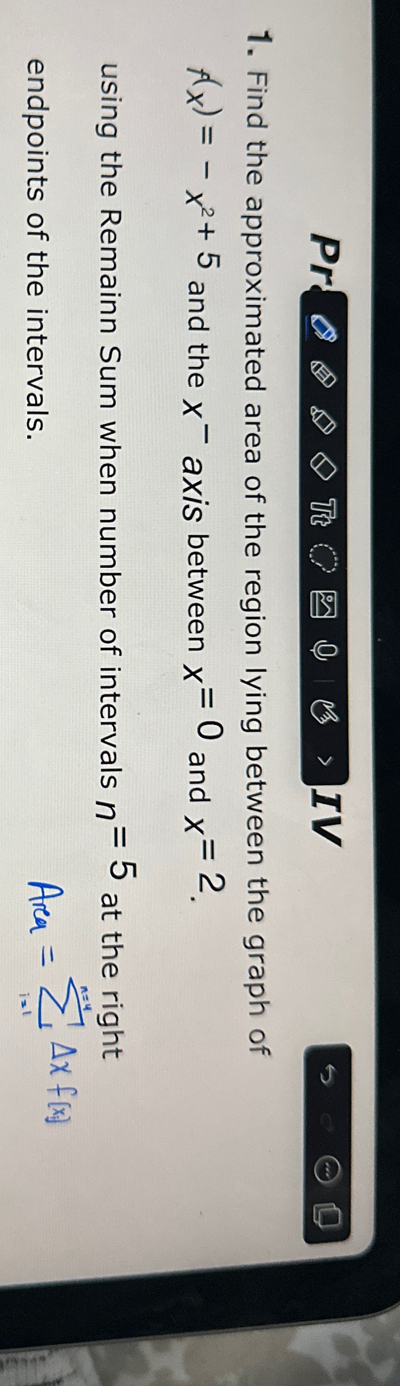 Solved Find the approximated area of the region lying | Chegg.com