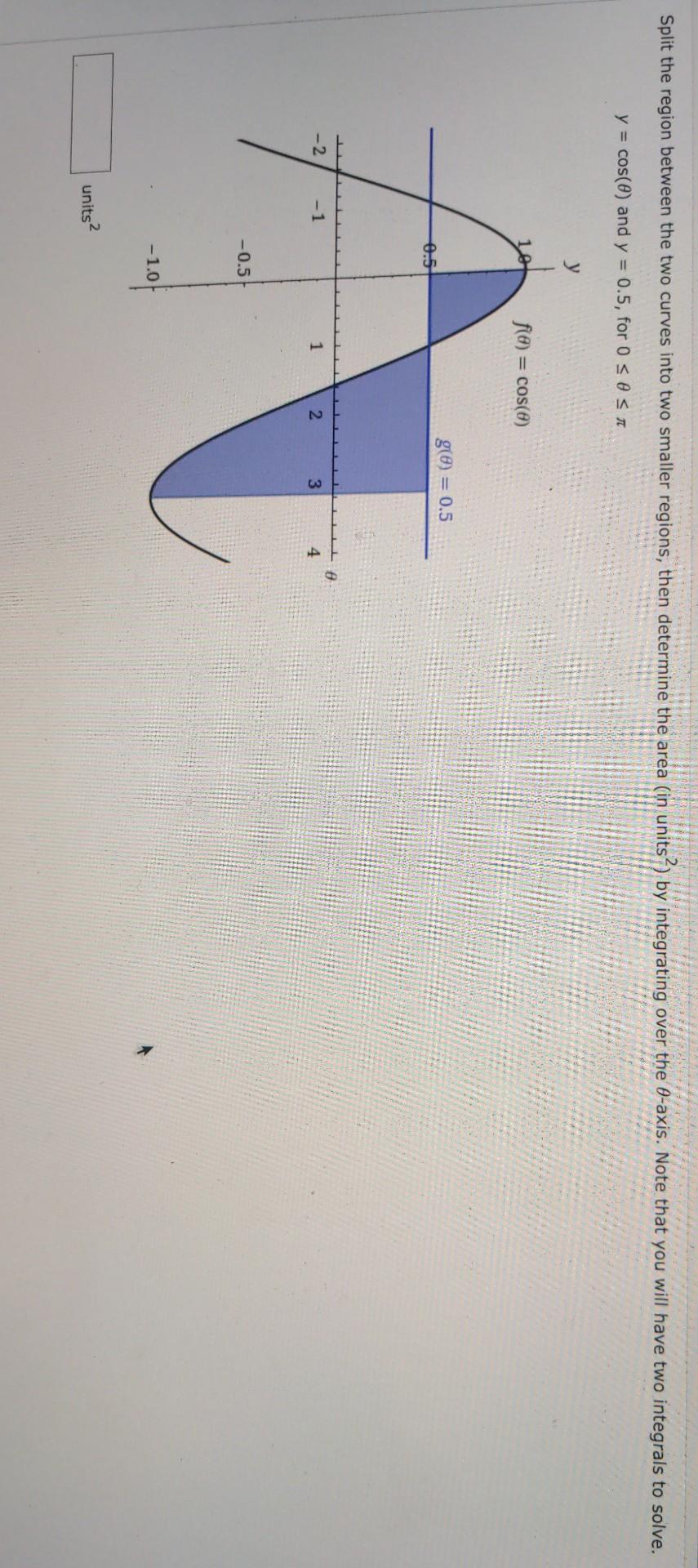 Solved Split the region between the two curves into two | Chegg.com