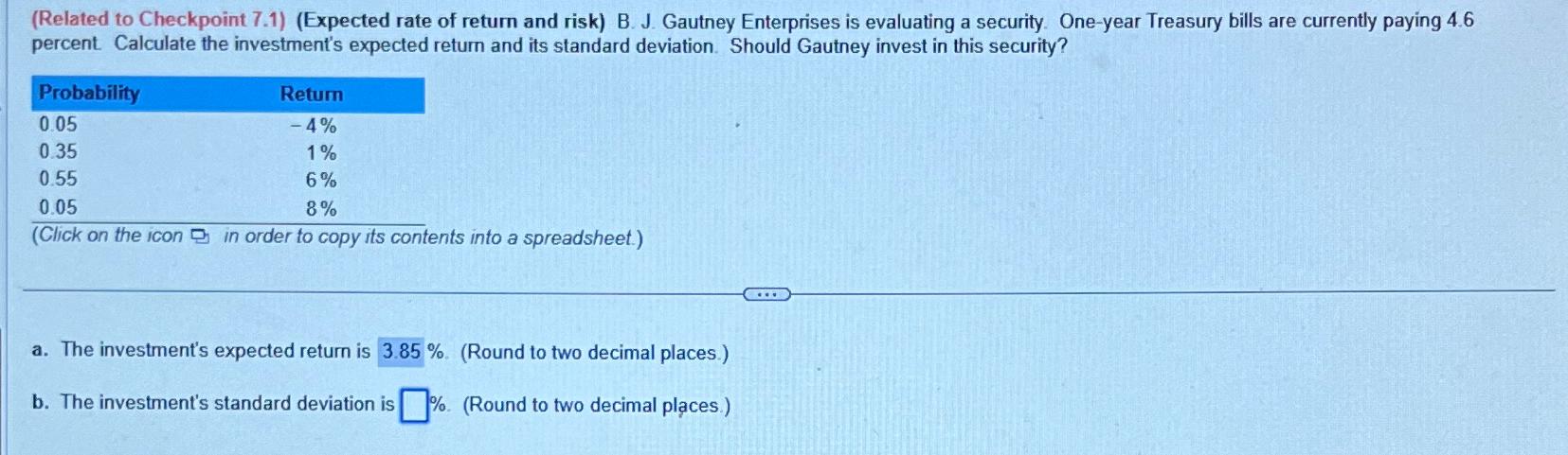 Solved (Related to Checkpoint 7.1) (Expected rate of return | Chegg.com