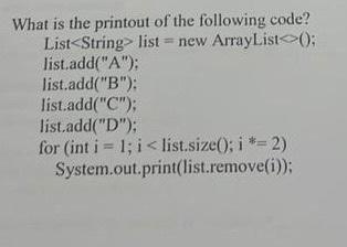 Solved What is the printout of the following code? List ∠ | Chegg.com