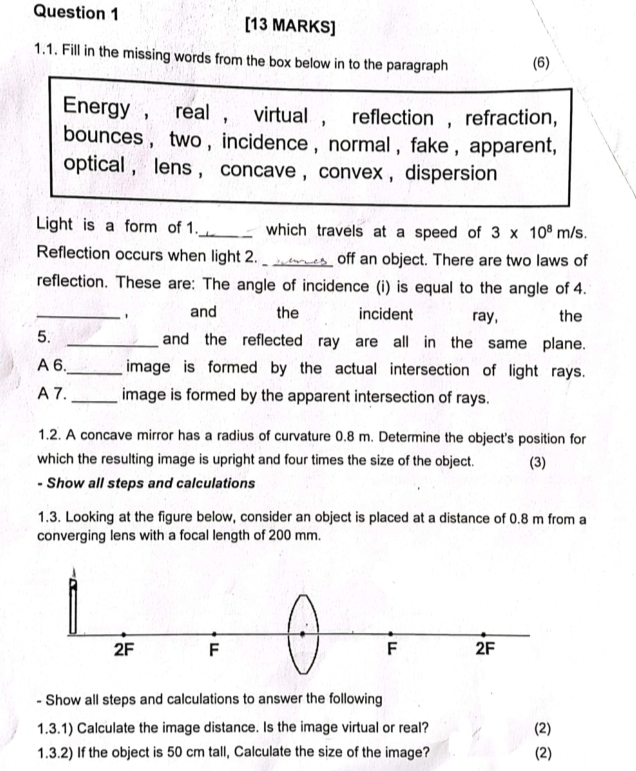Solved Question 1[13 ﻿MARKS]1.1. ﻿Fill in the missing words | Chegg.com