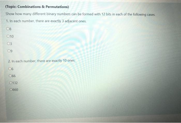 Solved (Topic: Combinations & Permutations) Show how many | Chegg.com