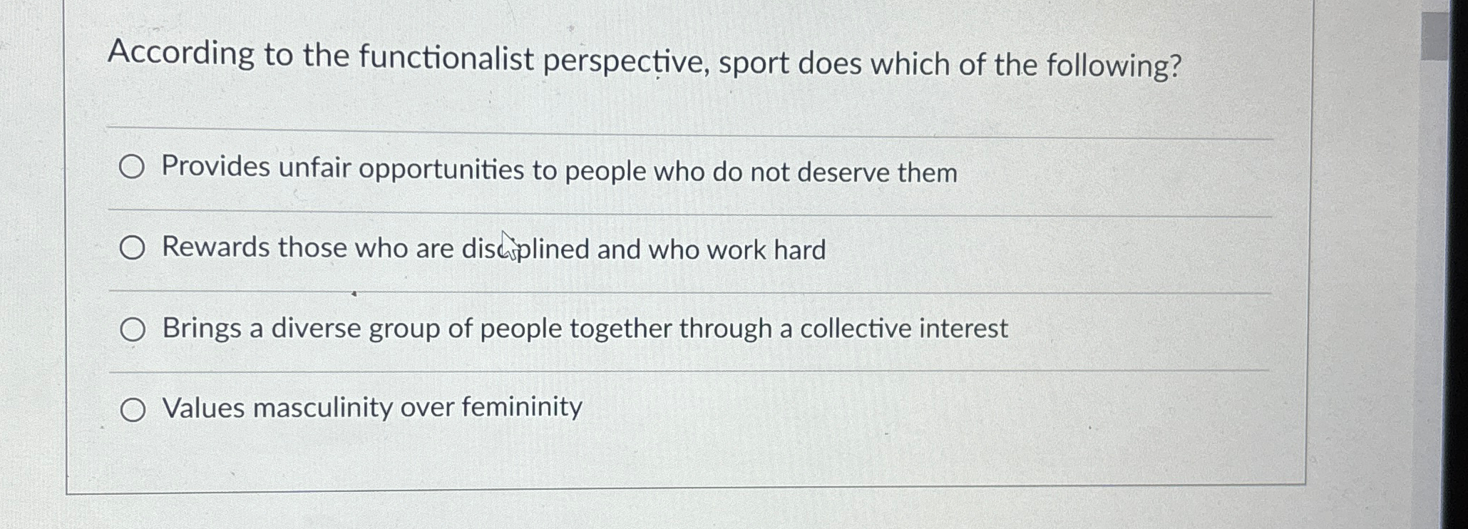 Solved According to the functionalist perspective, sport | Chegg.com