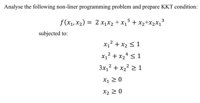 Solved Analyse the following non-liner programming problem | Chegg.com