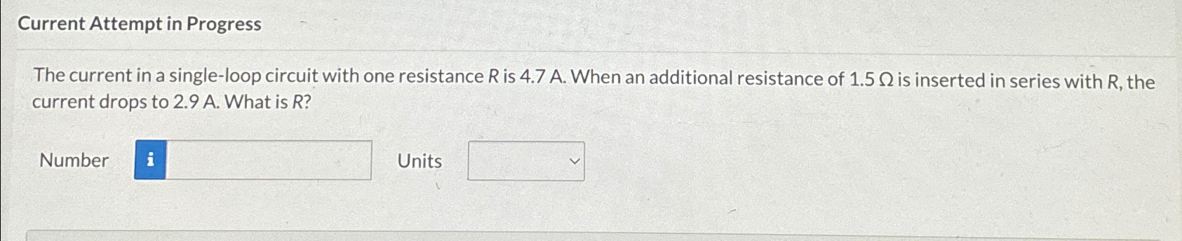Solved Current Attempt in ProgressThe current in a | Chegg.com