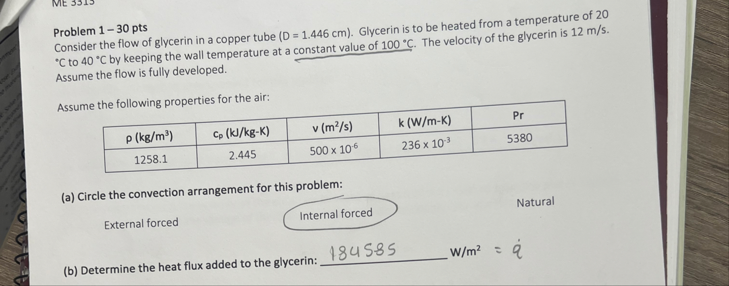 Solved Consider the flow of glycerin in a copper tube | Chegg.com