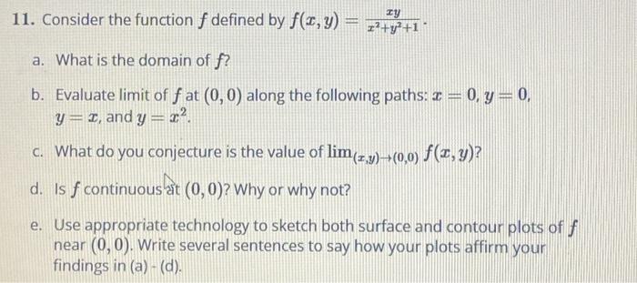 Solved Consider the function f defined by f(x, y) = ²+²+1 a. | Chegg.com