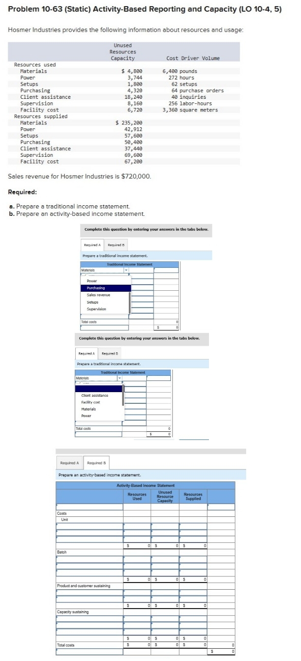 Solved Problem 10-63 (Static) ﻿Activity-Based Reporting and | Chegg.com