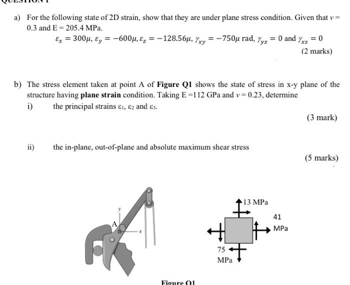 Solved a) For the following state of 2D strain, show that | Chegg.com
