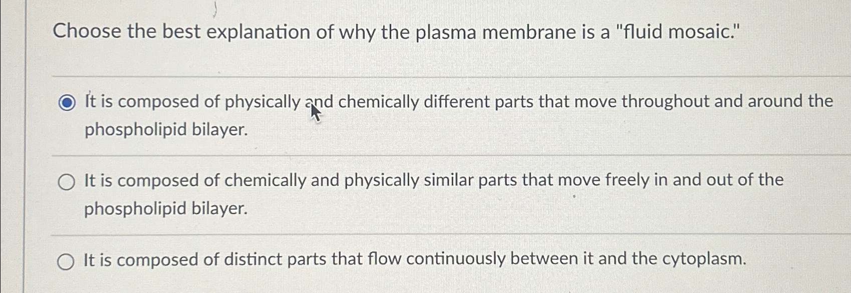 Solved Choose the best explanation of why the plasma | Chegg.com