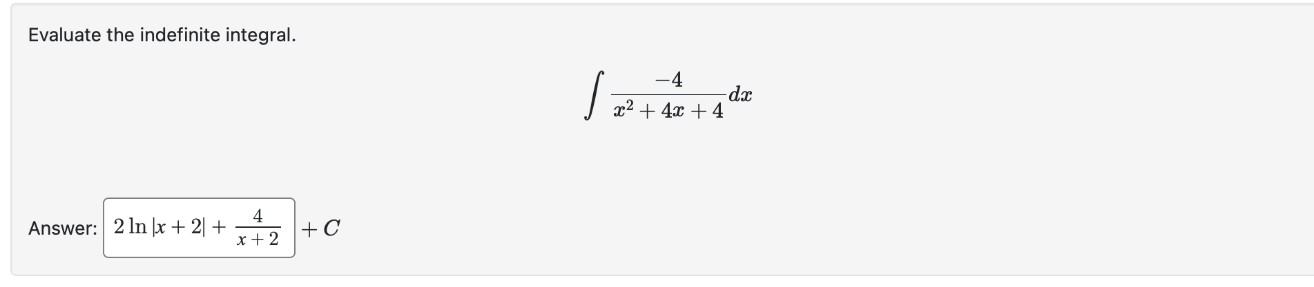 Solved Evaluate the indefinite integral.∫﻿﻿-4x2+4x+4dx | Chegg.com