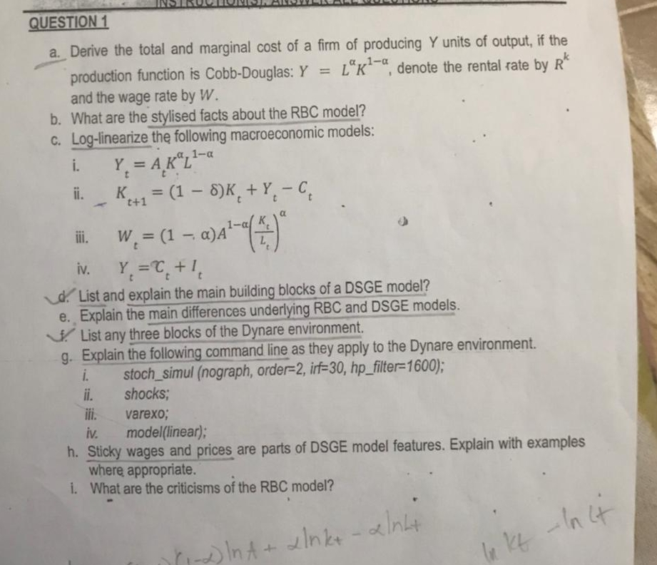 Solved QUESTION1a. ﻿Derive the total and marginal cost of a | Chegg.com