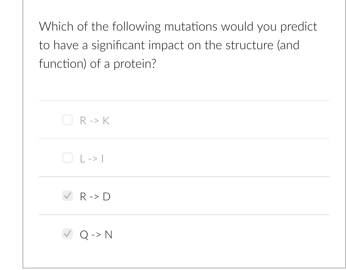 Solved Which Of The Following Mutations Would You Predict To