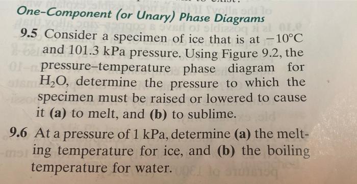 Solved One-Component (or Unary) Phase Diagrams Yvolls on lo | Chegg.com