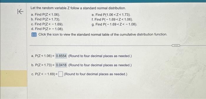 Solved Let the random variable Z follow a standard normal | Chegg.com