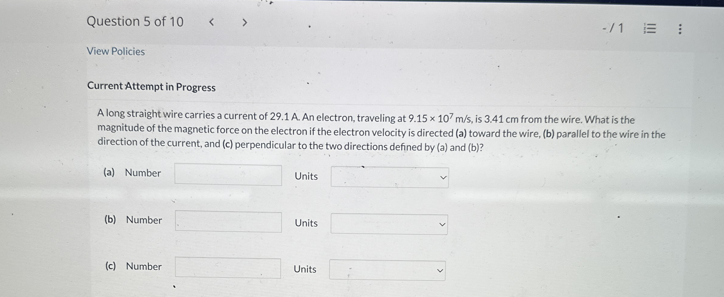 Solved Question 5 ﻿of 10View PoliciesCurrent Attempt in | Chegg.com
