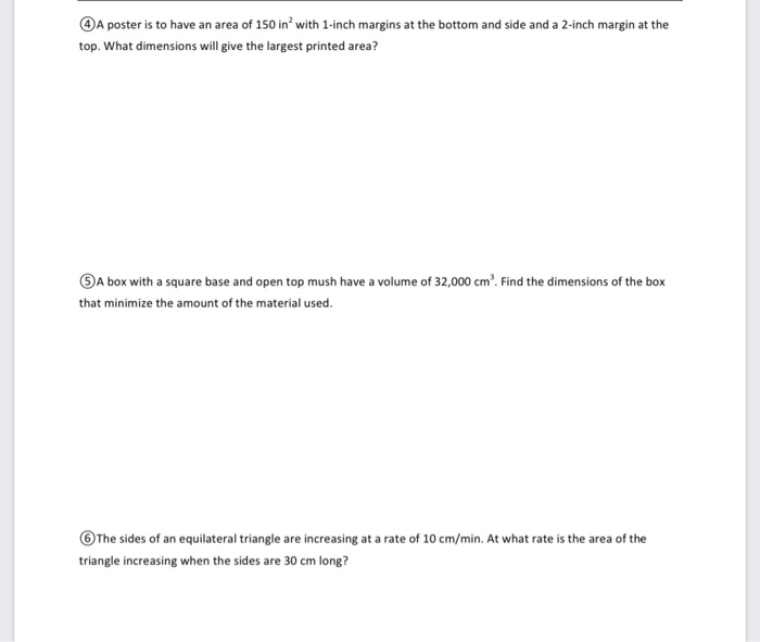 Solved A poster is to have an area of 150 in? with 1-inch | Chegg.com