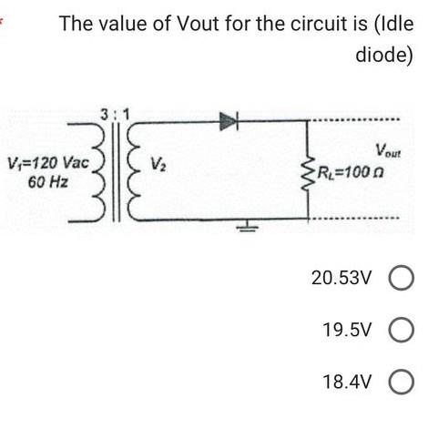 Solved The value of Vout for the circuit is (Idle diode) | Chegg.com